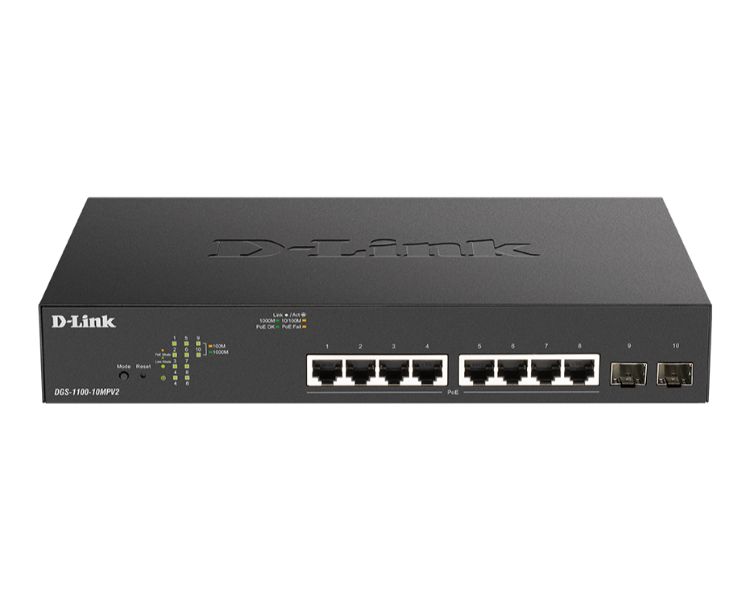 D-Link Switch EasySmart 8 Puertos 10/100/1Gbit PoE+ MAx w/2 SFP - Red ...