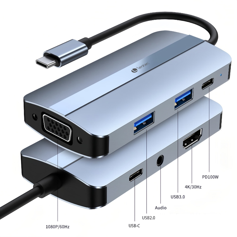 Leotec Docking Station HUB 7 en 1 USB-C/USB/HDMI/VGA - Multilector ...